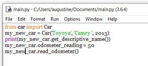 Solved car.py - C:/Users/augustine/Documents/car.py (3.6.4) | Chegg.com