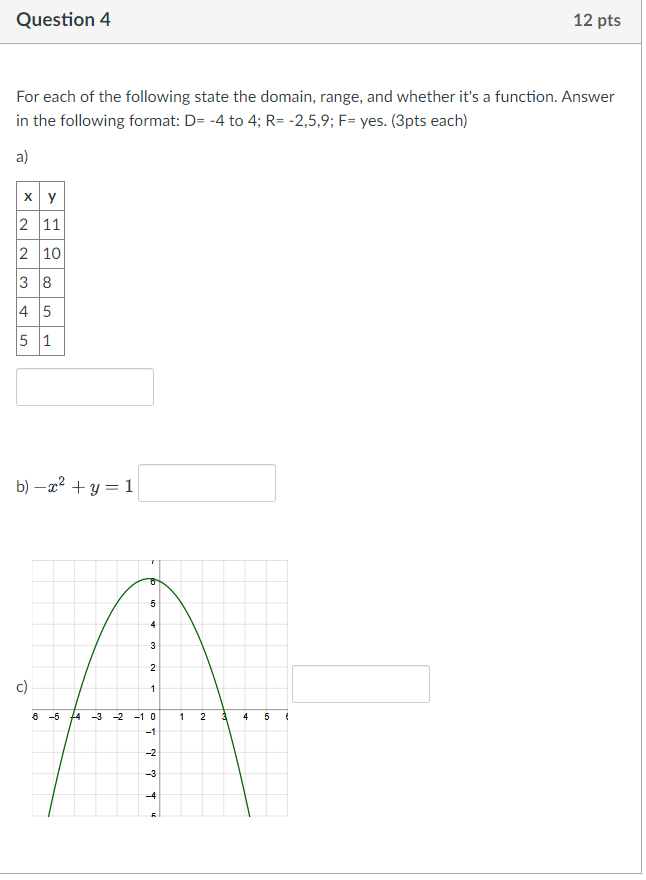 Solved 12 pts Question 4 For each of the following state the | Chegg.com