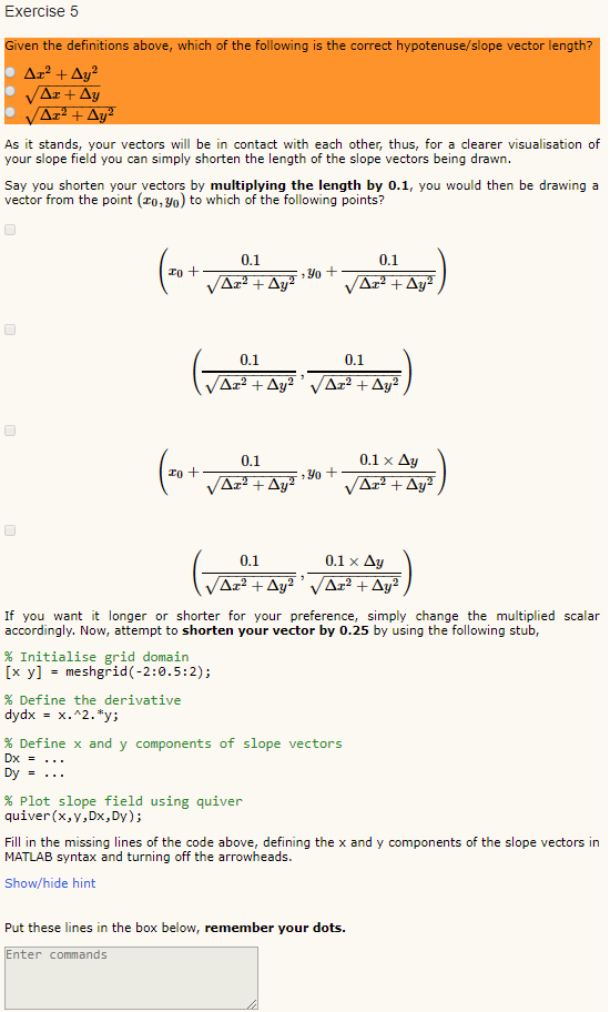 Solved Drawing Vectors of a slope Field The slope vector of | Chegg.com