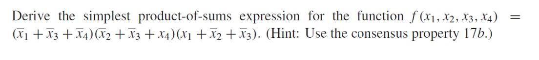Solved Derive the simplest product-of-sums expression for | Chegg.com