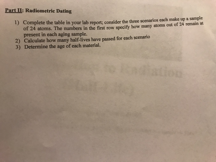 Solved Radiometric Dating Complete the table to | Chegg.com