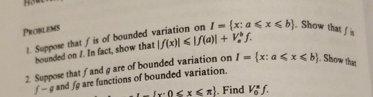 Solved Suppose that f is of bounded variation on I. Show | Chegg.com