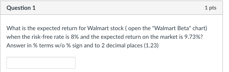 Solved What is the expected return for Walmart stock ( open | Chegg.com