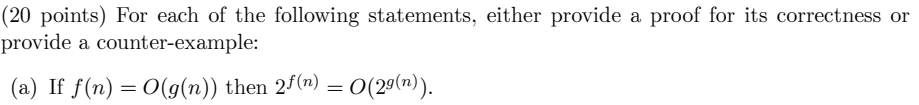 Solved (20 points) For each of the following statements, | Chegg.com