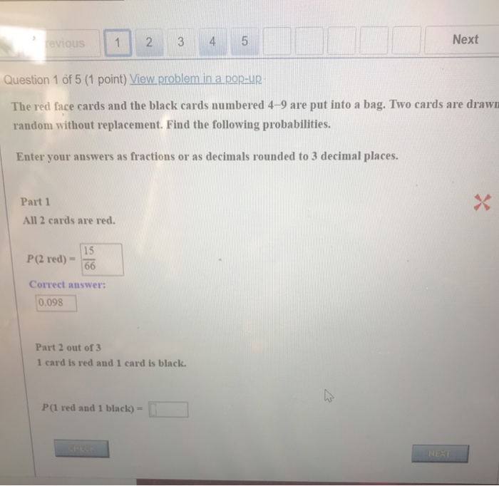 Solved Next revious Question 1 of 5 (1 point) View problem | Chegg.com