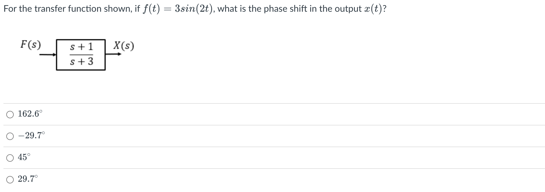 Solved For the transfer function shown, if f(t)=3sin(2t), | Chegg.com