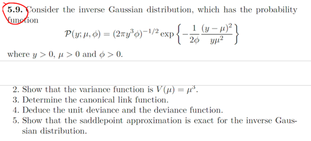 5.9. Consider the inverse Gaussian distribution, | Chegg.com
