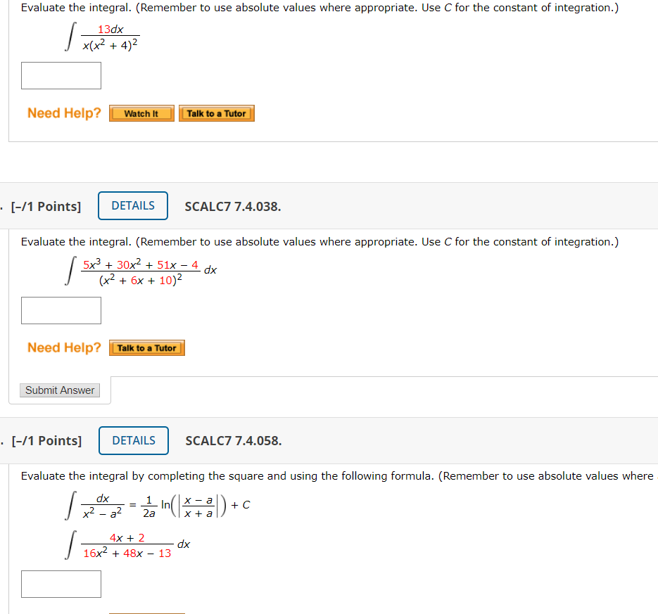 Solved Evaluate The Integral Remember To Use Absolute