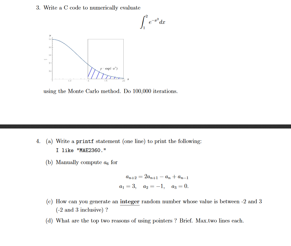 Solved 3. Write a C code to numerically evaluate de expr x) | Chegg.com