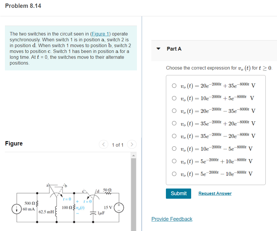 Solved Problem 8.14 The two switches in the circuit seen in | Chegg.com