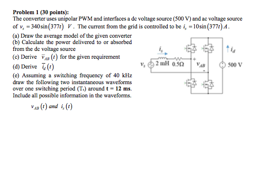 Solved Problem 1 (30 points): The converter uses unipolar | Chegg.com