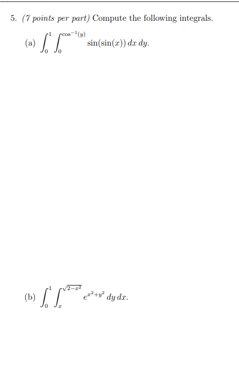 Solved 5. ( 7 points per part) Compute the following | Chegg.com