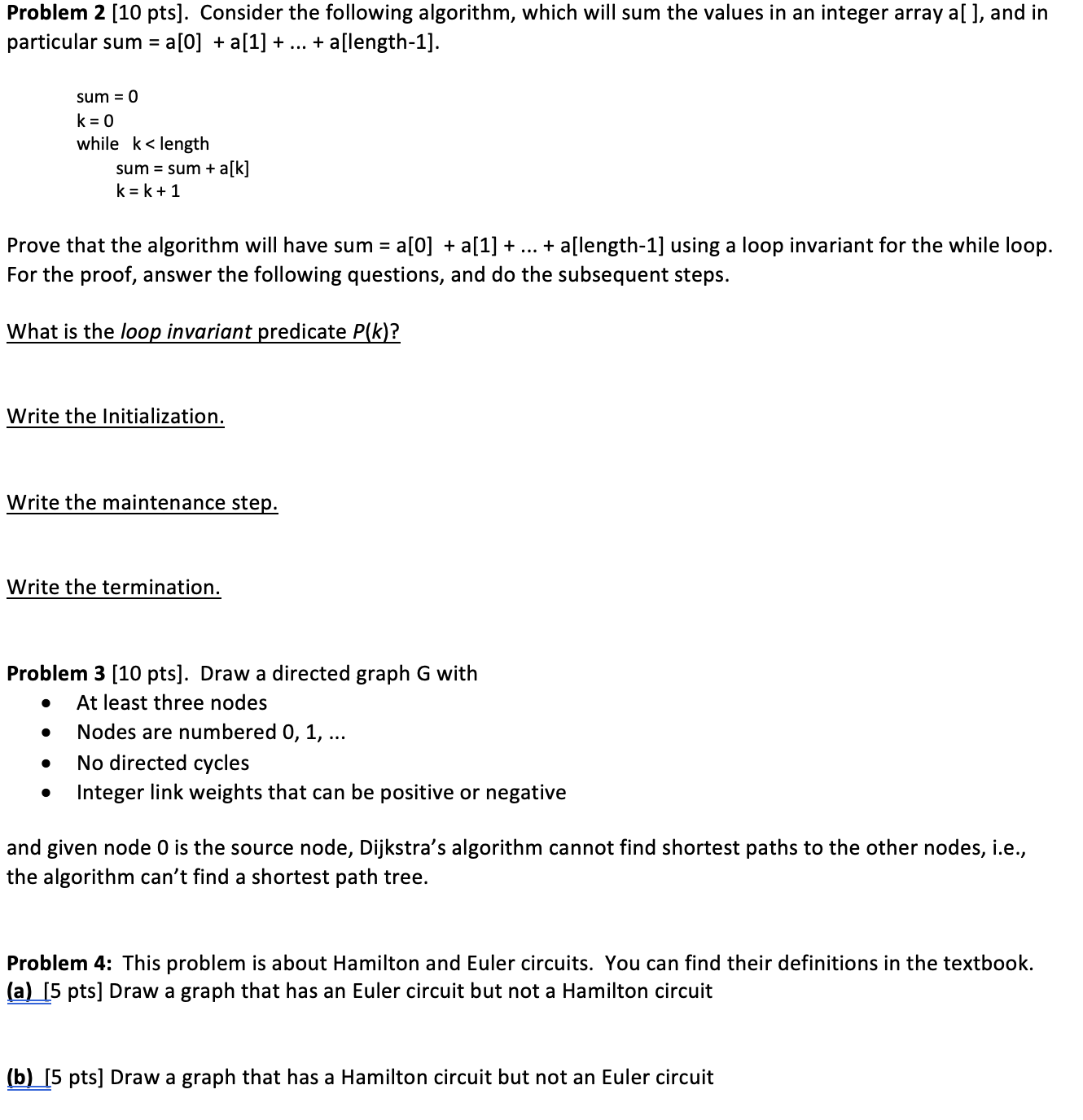 Solved Problem 2 [10 ﻿pts]. ﻿Consider the following | Chegg.com