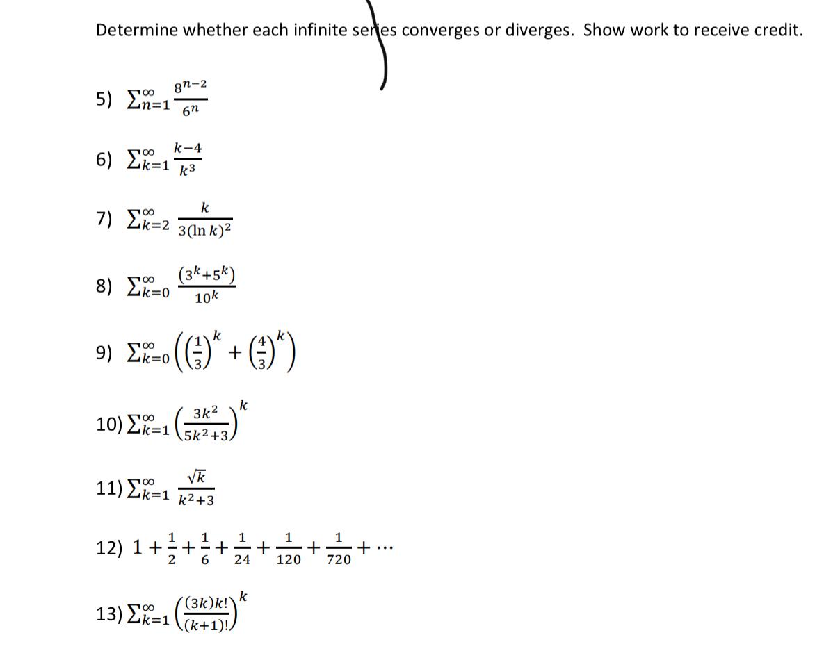 Solved Determine whether each infinite series converges or | Chegg.com