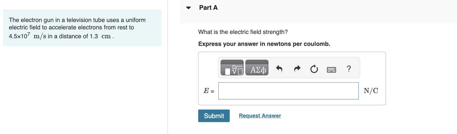 Solved The electron gun in a television tube uses a uniform | Chegg.com