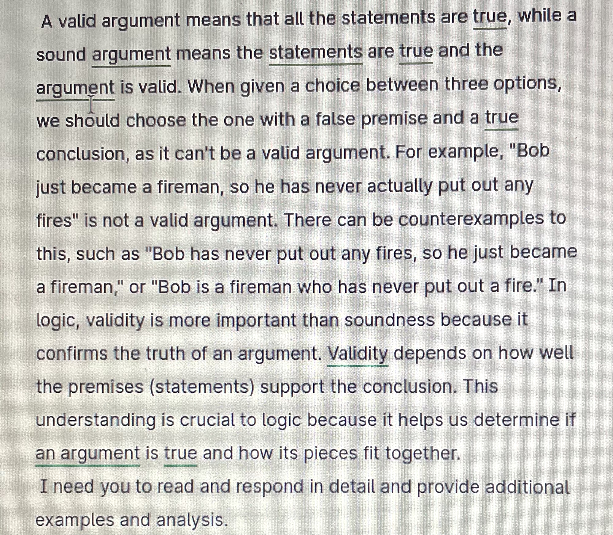 Solved A valid argument means that all the statements are | Chegg.com