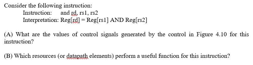 Solved Consider the following instruction: Instruction: and | Chegg.com