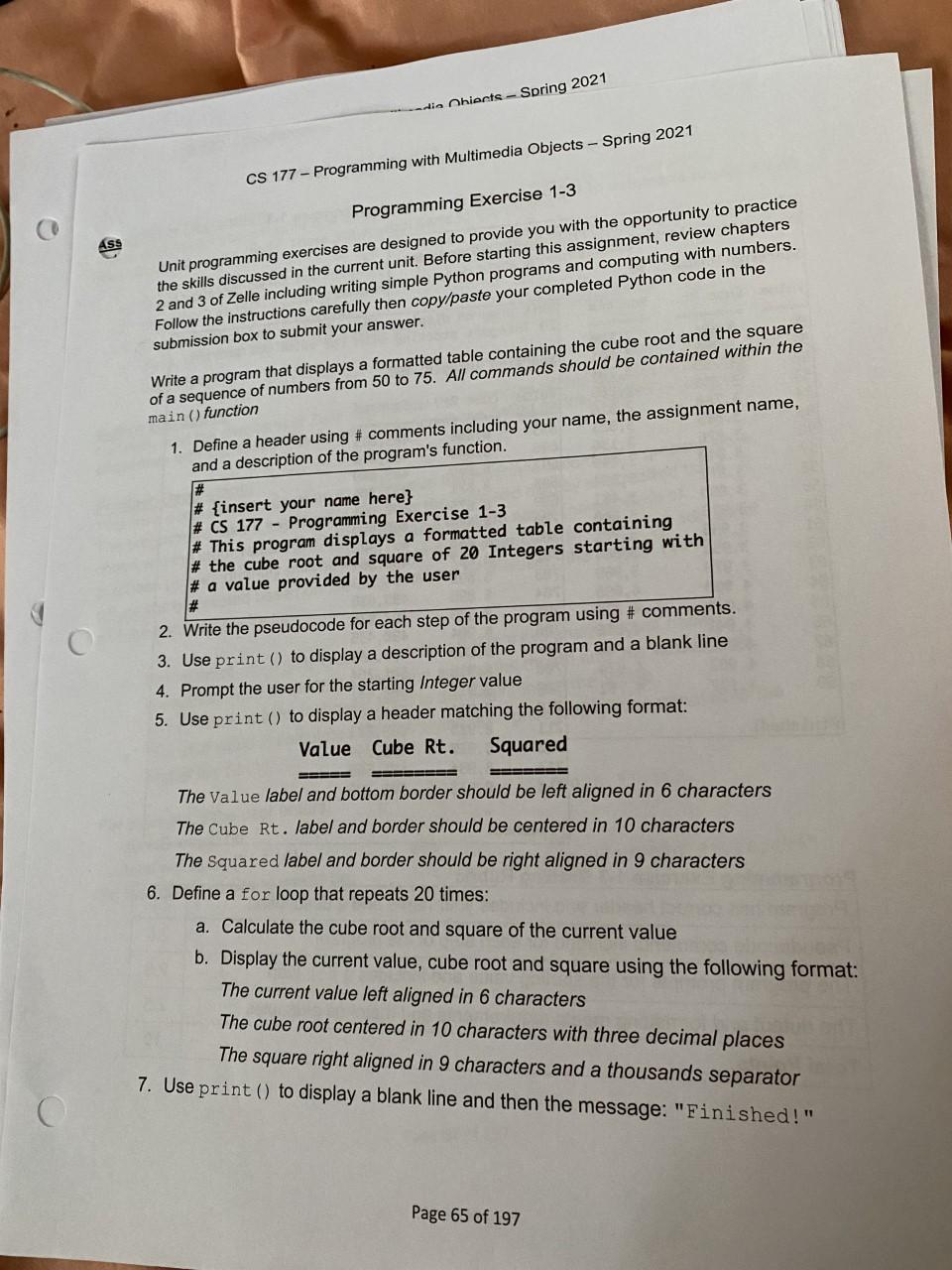 Solved die hiects - Spring 2021 CS 177 - Programming with | Chegg.com