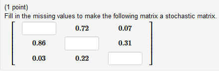 Solved (1 point) Fill in the missing values to make the | Chegg.com