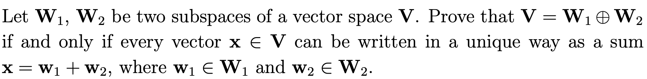 Solved Let W1, W2 be two subspaces of a vector space V. | Chegg.com