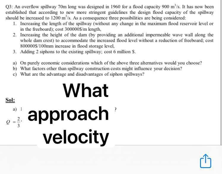 Solved Q3: An overflow spillway 70m long was designed in | Chegg.com