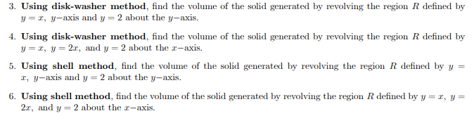 Solved 3. Using disk-washer method, find the volume of the | Chegg.com