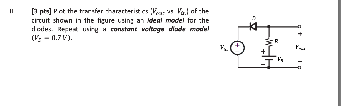 Solved [3 pts] Plot the transfer characteristics (Vout vs. | Chegg.com