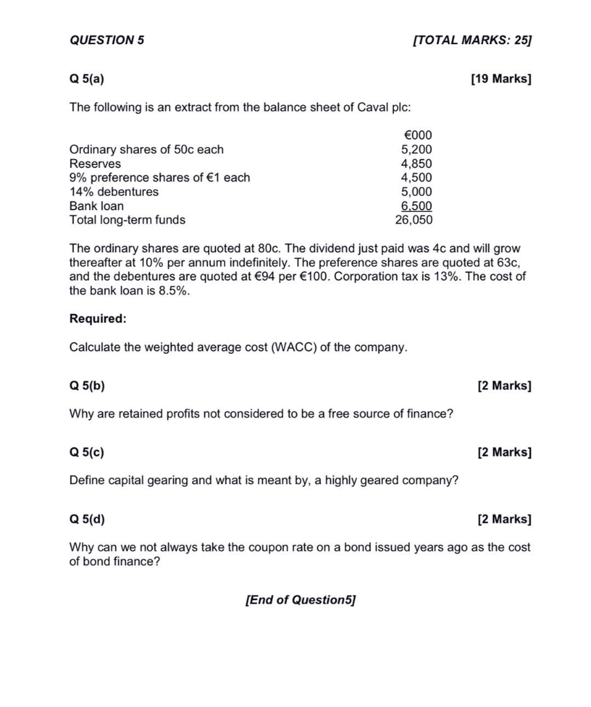 Solved QUESTION 5 [TOTAL MARKS: 25] Q 5(a) [19 Marks] The | Chegg.com