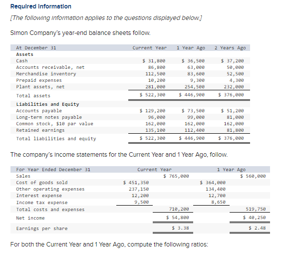 Solved (3-a) Compute return on total assets for the current | Chegg.com
