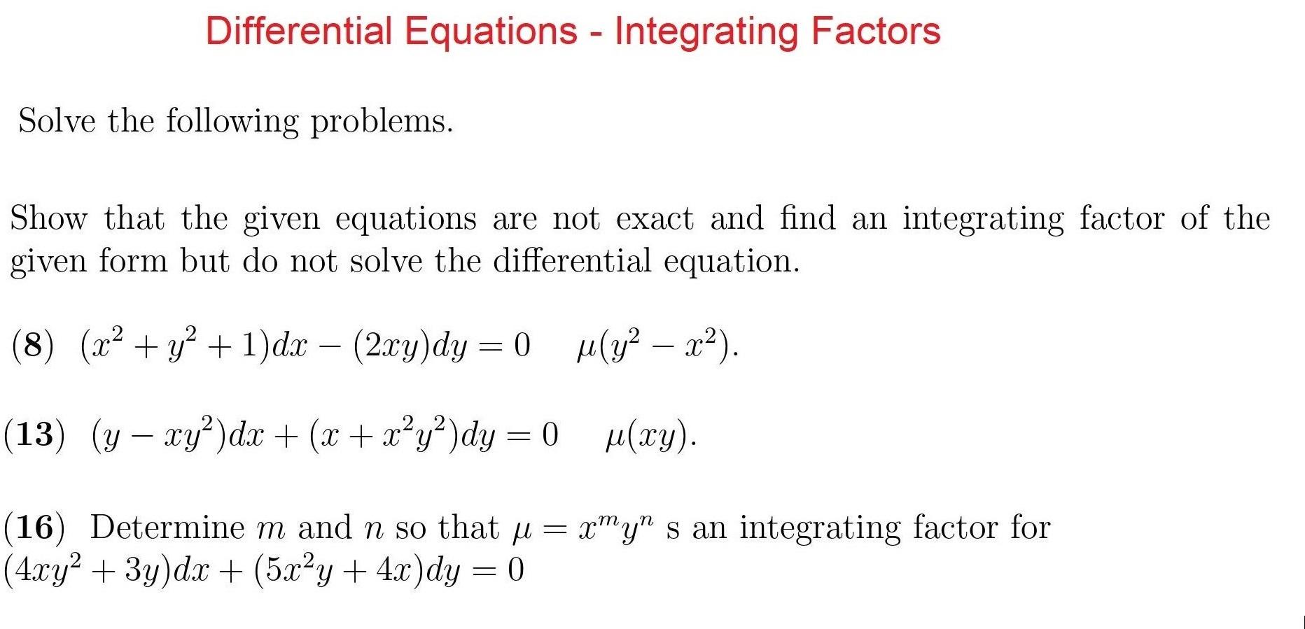 Solved What are the steps for these differential equations | Chegg.com