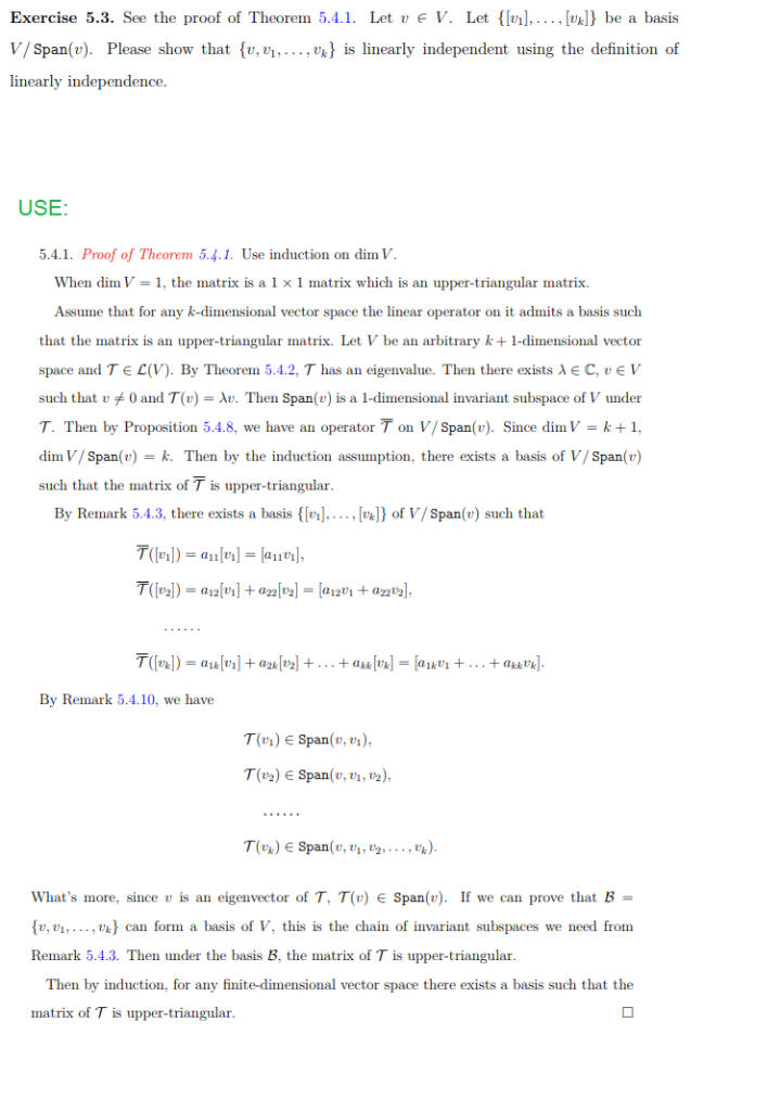 Solved Exercise 5.3. See the proof of Theorem 5.4.1. Let v | Chegg.com