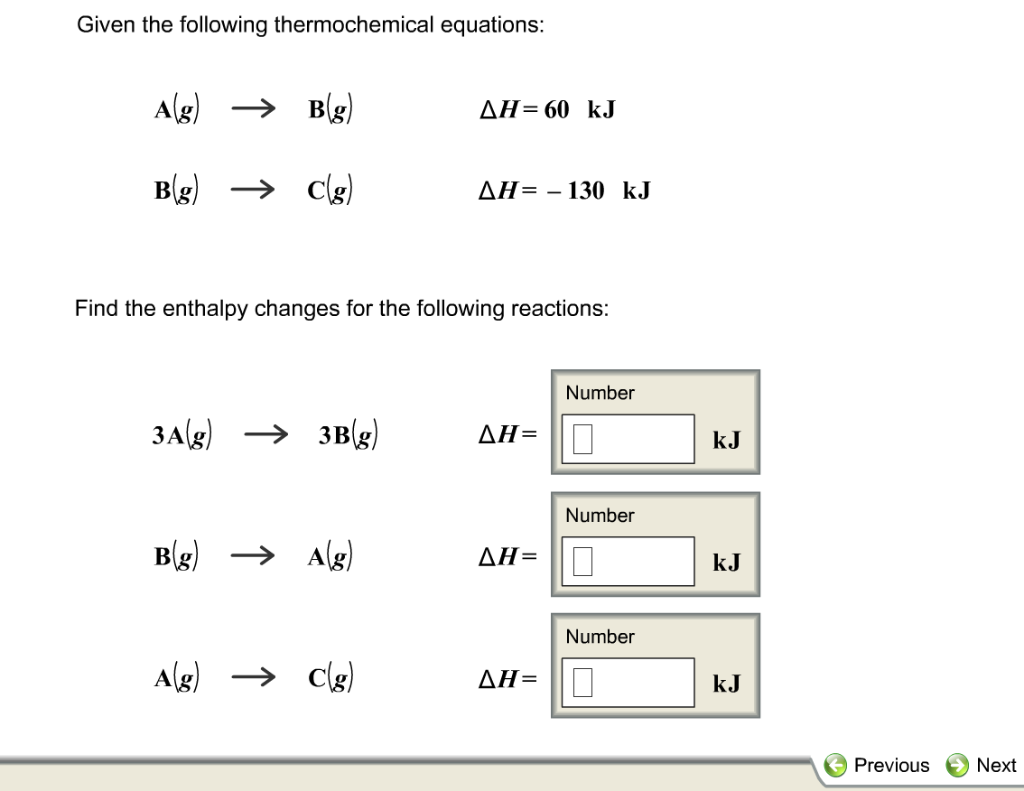 Solved Given the following thermochemical equations: ΔΗ 130 | Chegg.com