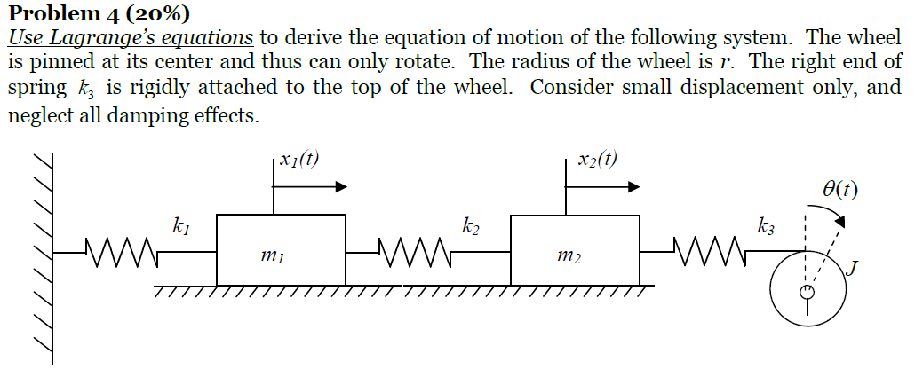 Solved Problem 4 (20%) Use Lagrange's equations to derive | Chegg.com