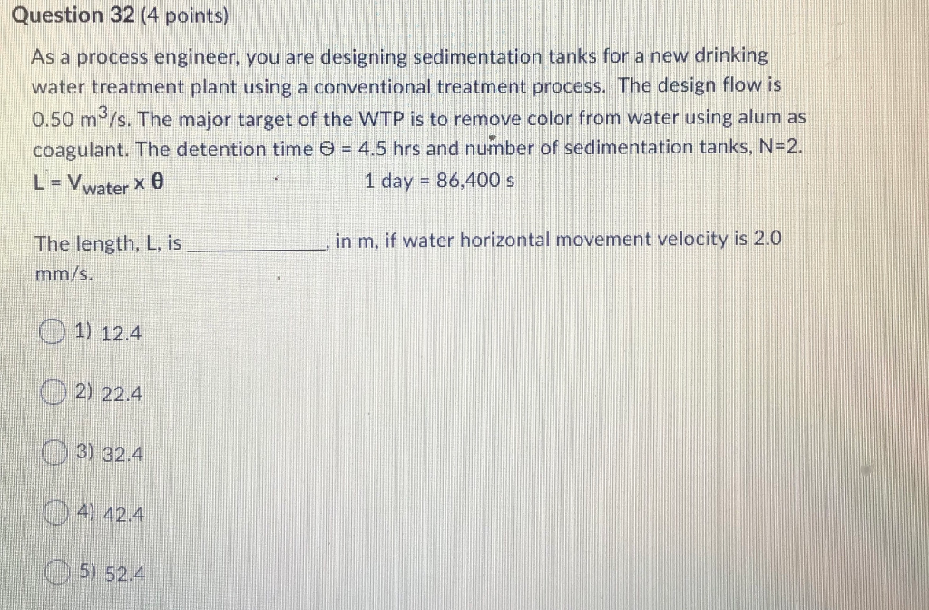 Solved Question 32 (4 points) As a process engineer, you are | Chegg.com