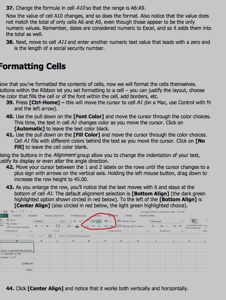 Solved 37. Change the formula in cell A10 so that the range | Chegg.com