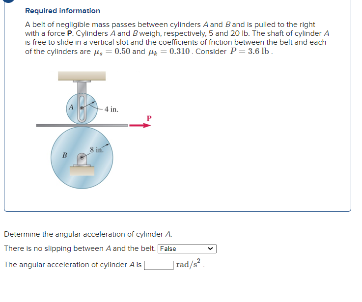 Solved Required informationA belt of ﻿negligible mass passes | Chegg.com