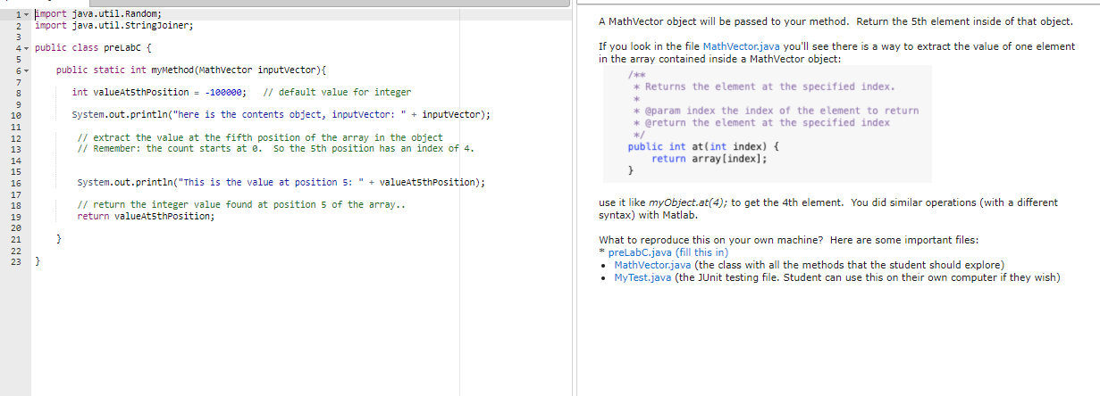 Solved A MathVector object will be passed to your method. | Chegg.com