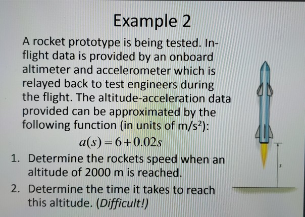 Solved Example2 A rocket prototype is being tested. In- | Chegg.com
