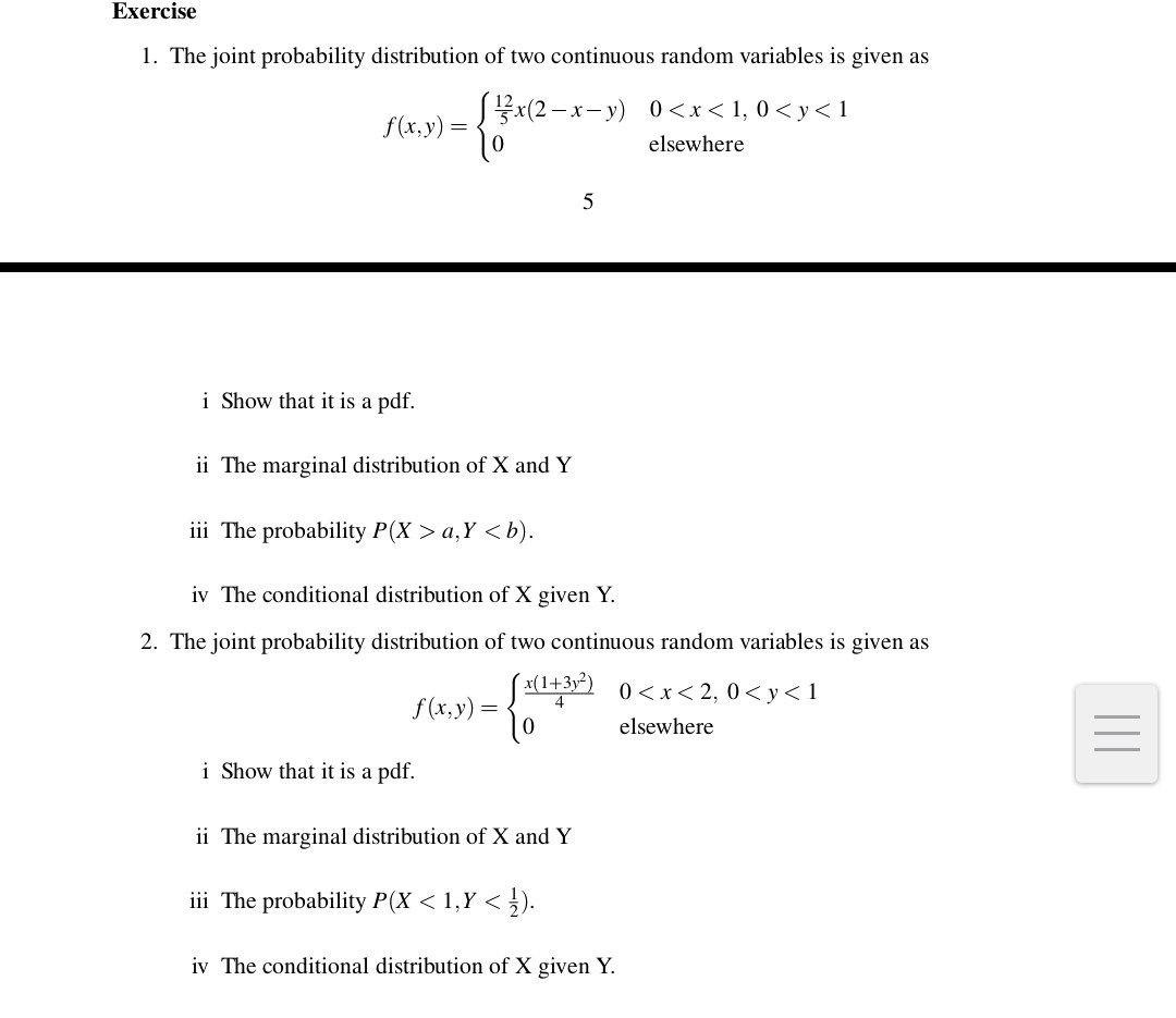 Solved Exercise 1. The joint probability distribution of two | Chegg.com