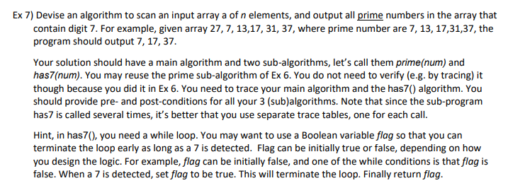 Solved Ex 7 Devise An Algorithm To Scan An Input Array A Of 1657