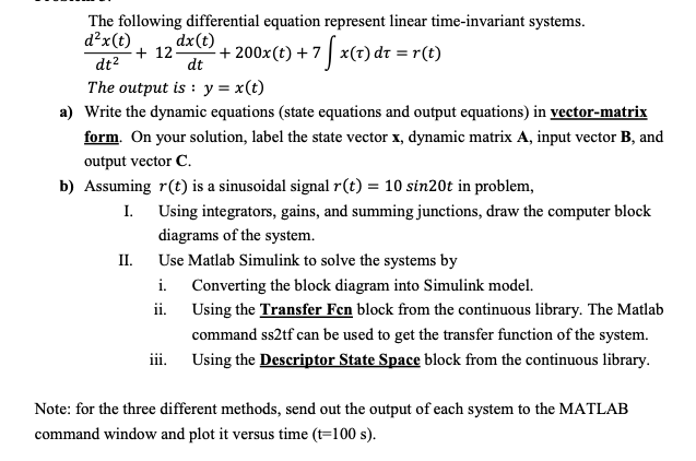 Solved The following differential equation represent linear | Chegg.com