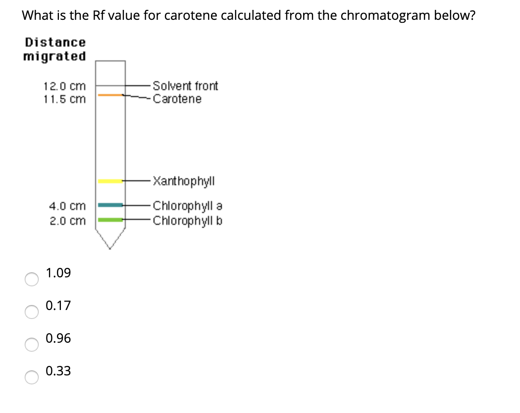 Solved What is the Rf value for carotene calculated from the | Chegg.com