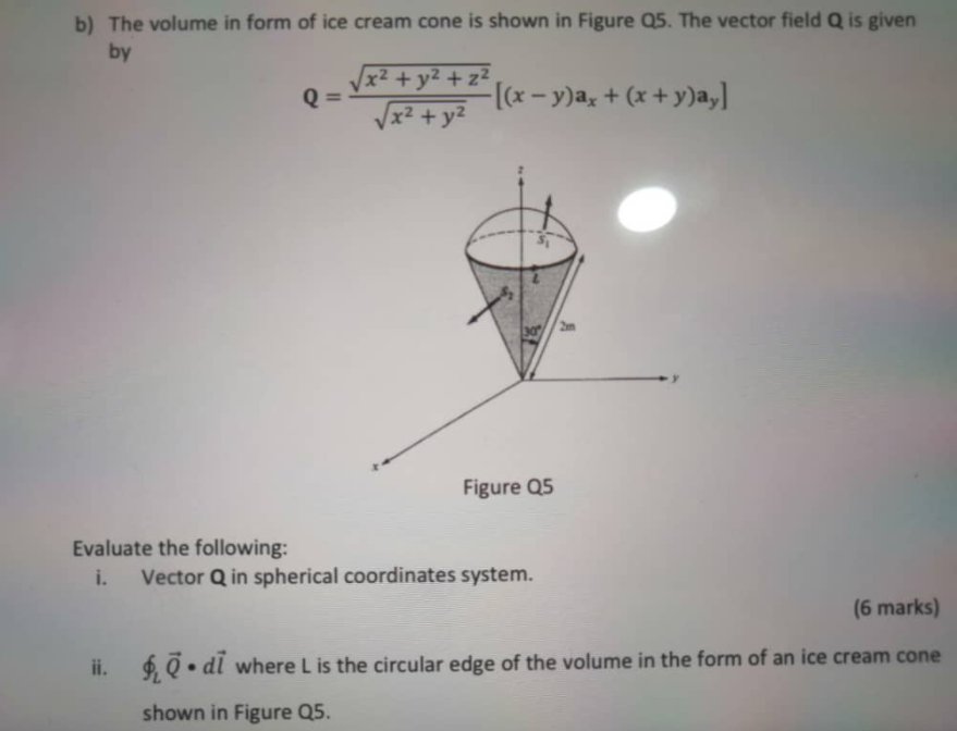 Solved b) The volume in form of ice cream cone is shown in | Chegg.com