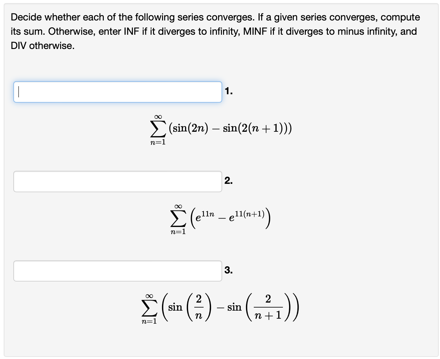 Solved Decide whether each of the following series | Chegg.com