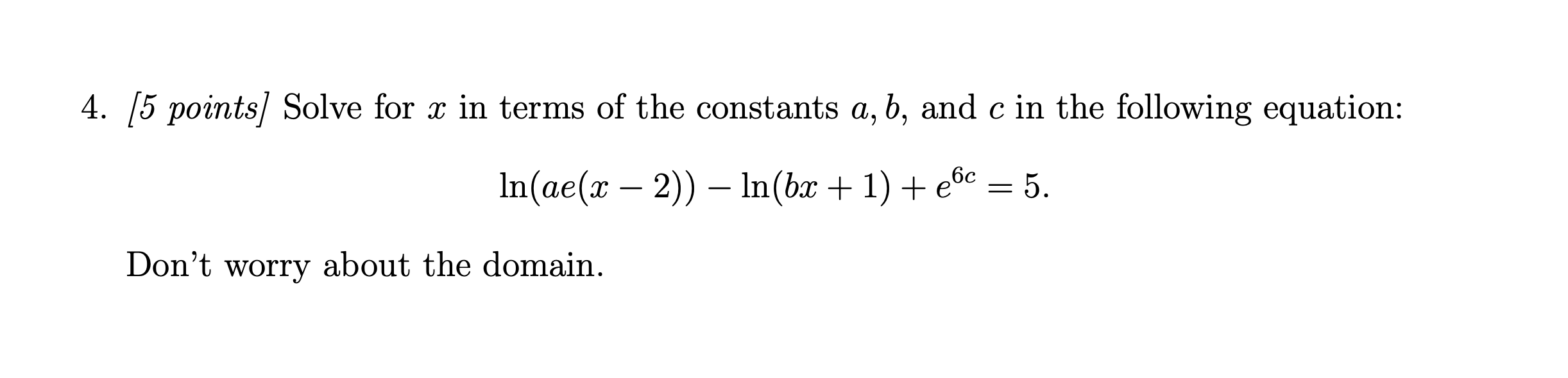 Solved [5 ﻿points] ﻿Solve for x ﻿in terms of the constants | Chegg.com