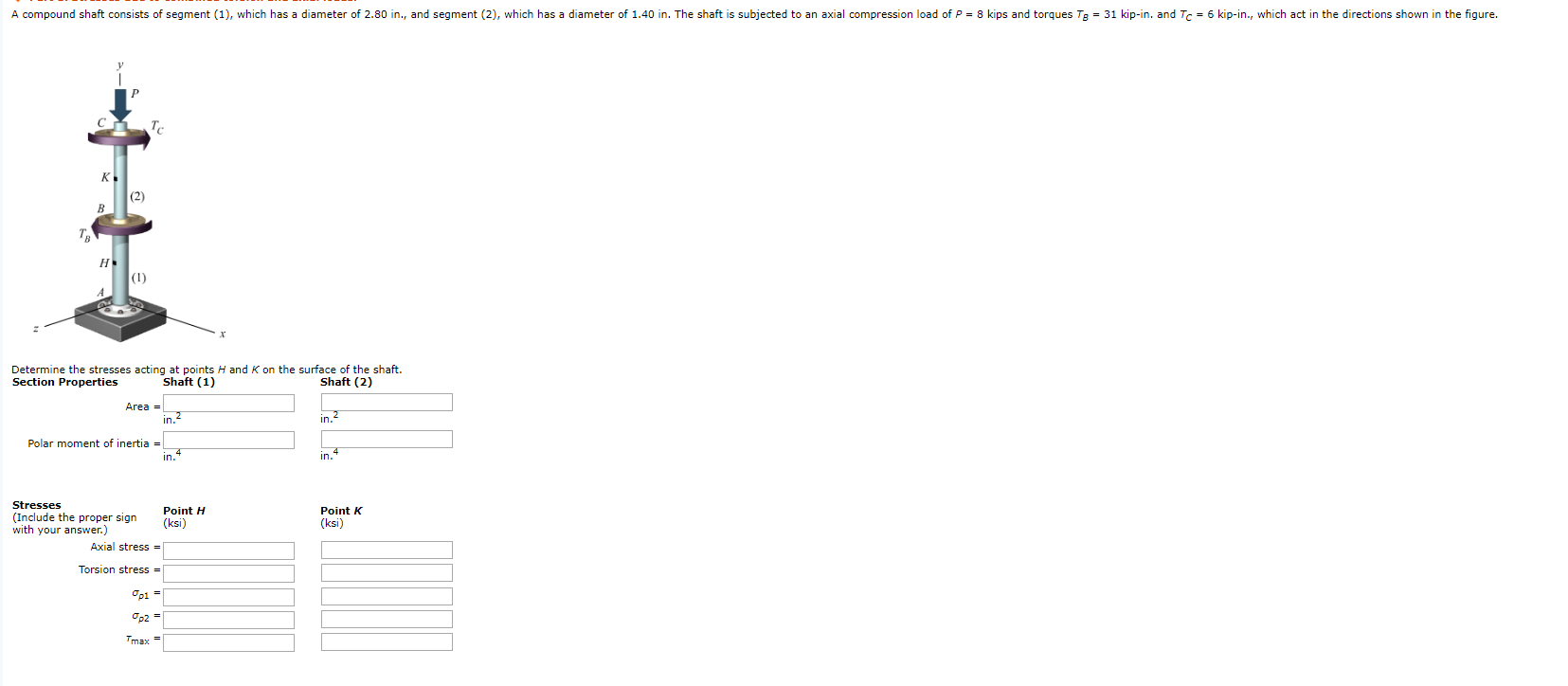 Solved A compound shaft consists of segment (1), which has a | Chegg.com Solved A compound shaft consists of segment (1), which has a | Chegg.com