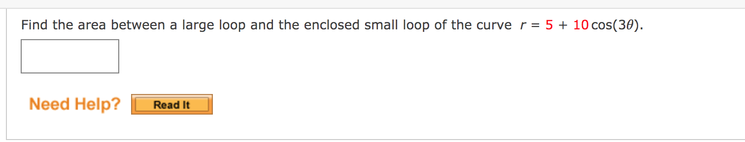 Solved Find the area between a large loop and the enclosed | Chegg.com