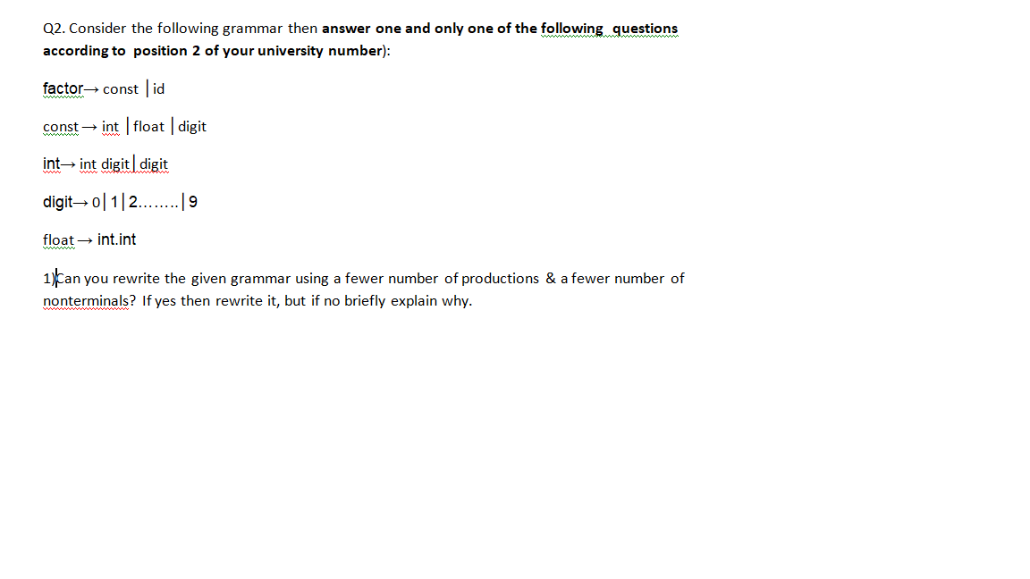 Solved Q2. Consider the following grammar then answer one | Chegg.com