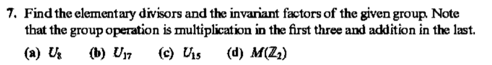 Solved 7. Find the elementary divisors and the invarnant | Chegg.com