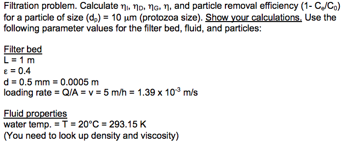 Filtration problem. Calculate ni, no, no, n, and | Chegg.com